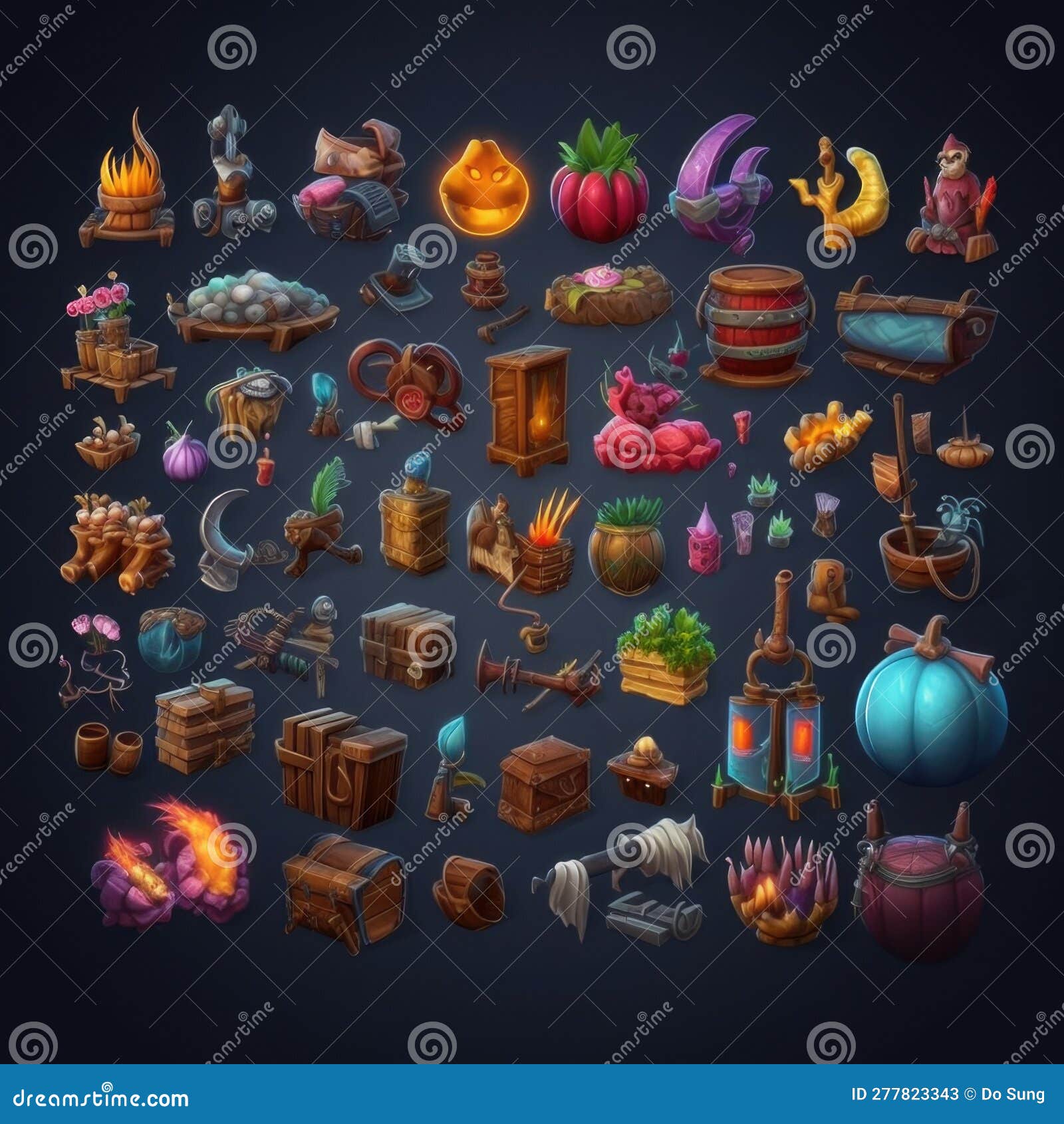 Item game 2d stock illustration. Illustration of collection - 277823343