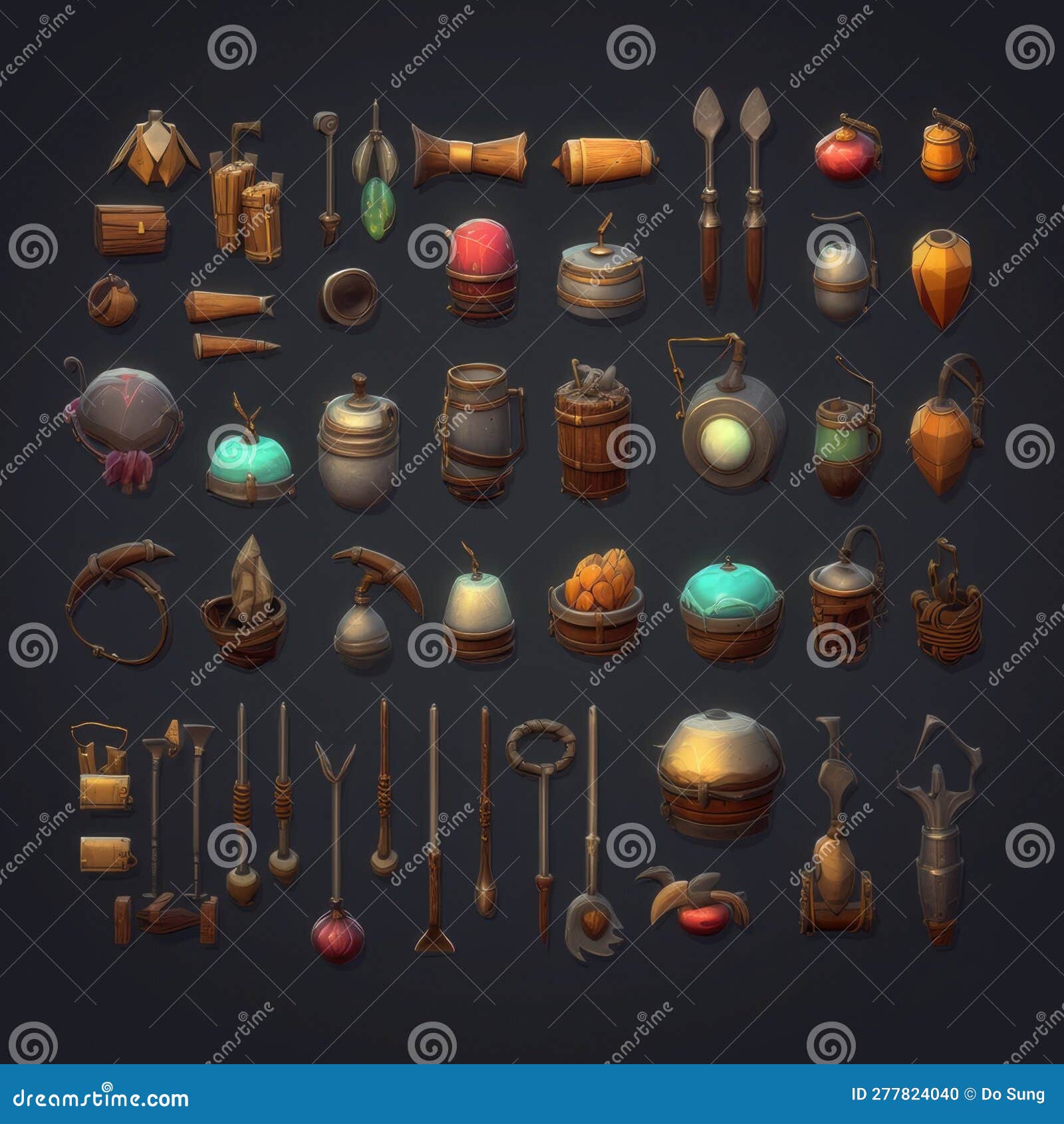 Item game 2d stock illustration. Illustration of video - 277824040