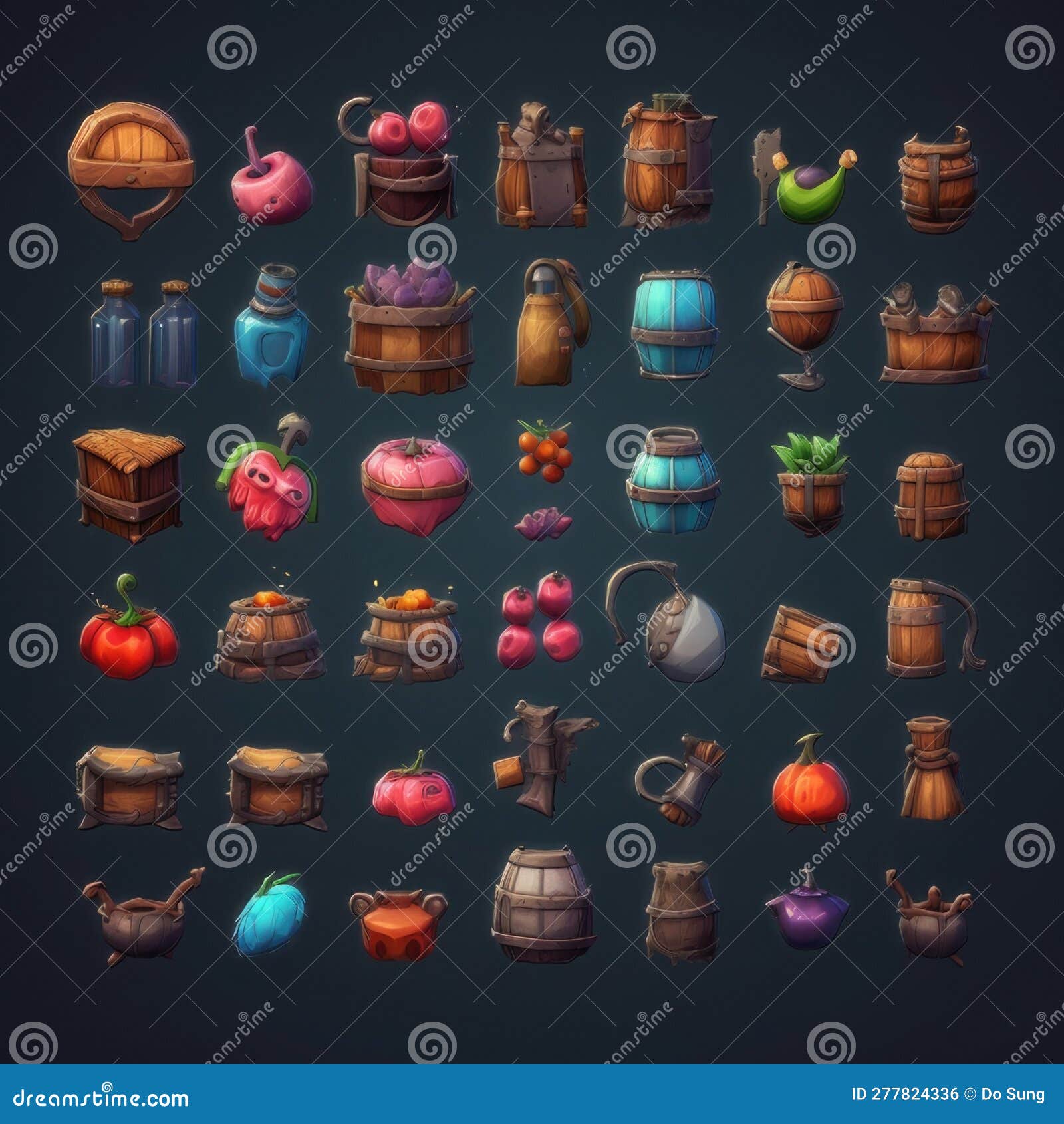 Item game 2d stock illustration. Illustration of pattern - 277824336