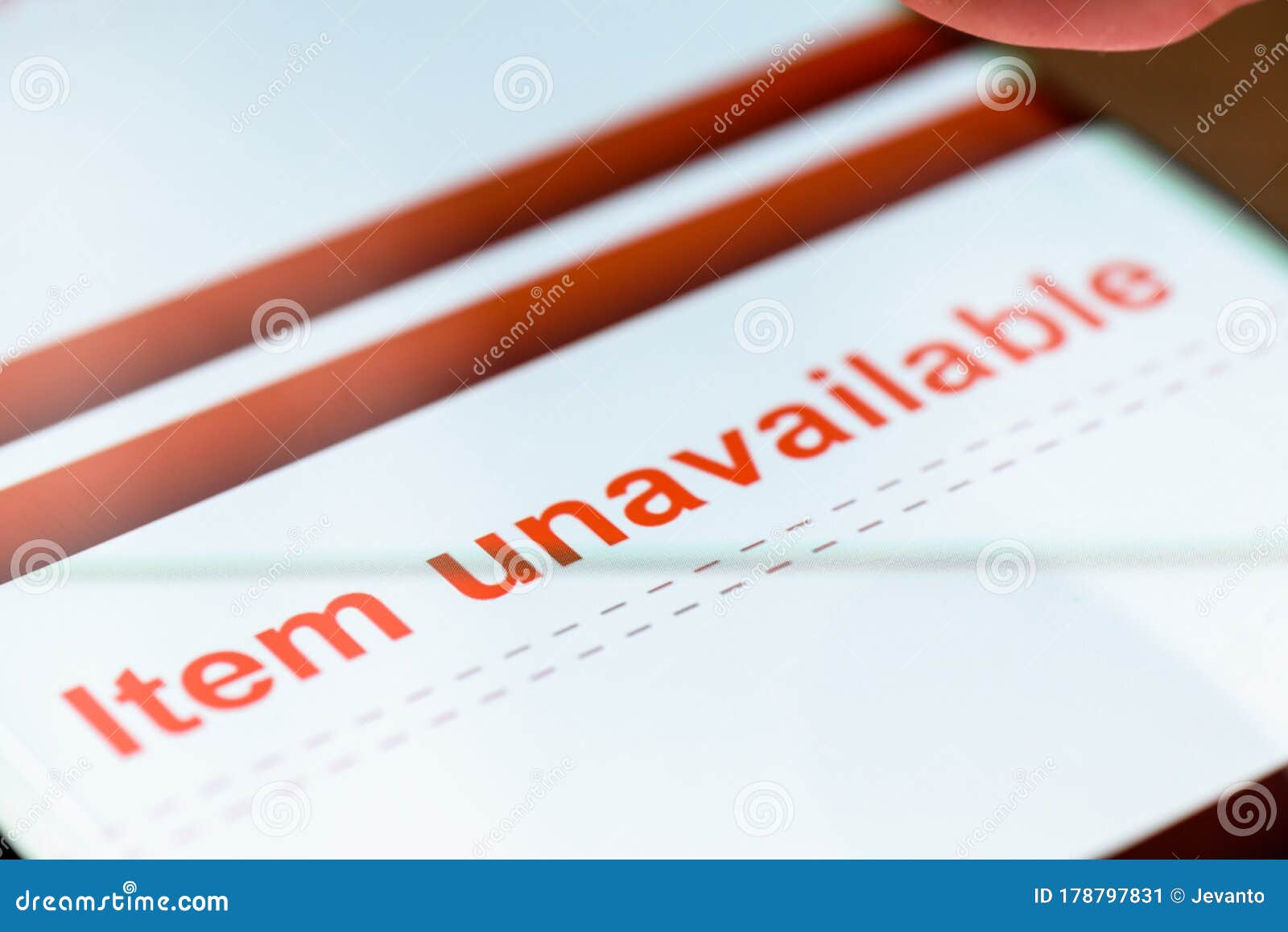 Item Unavailable Text on Smart Phone Screen Stock Image - Image of ...