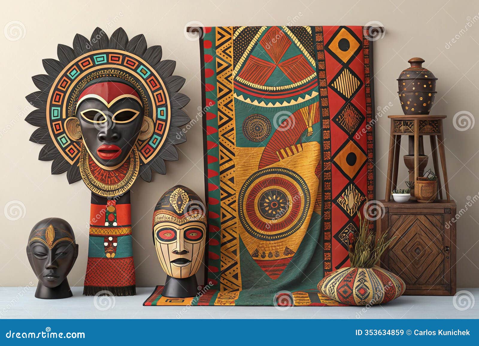 Items of African Art Decor - Generated by Ai Stock Illustration ...