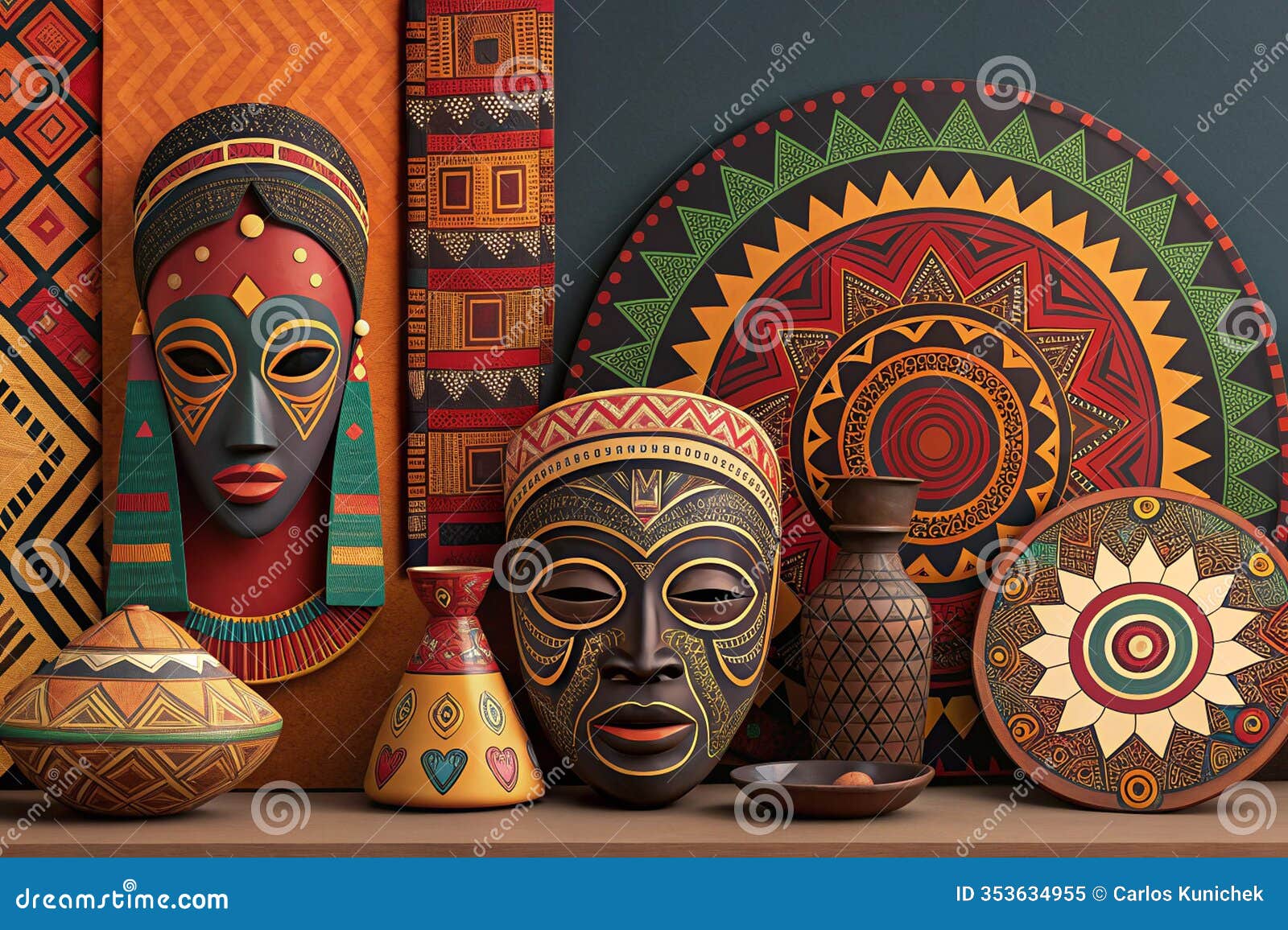 Items of African Art Decor - Generated by Ai Stock Illustration ...