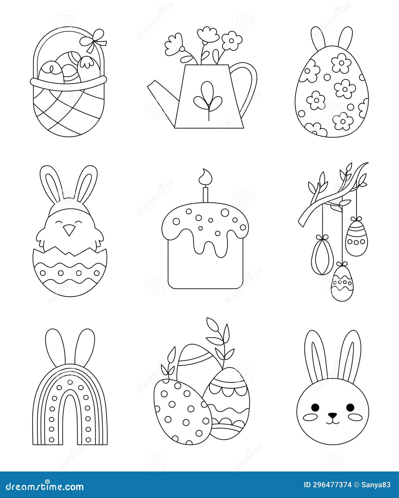 Items and Characters Easter. Coloring Page Stock Vector - Illustration ...