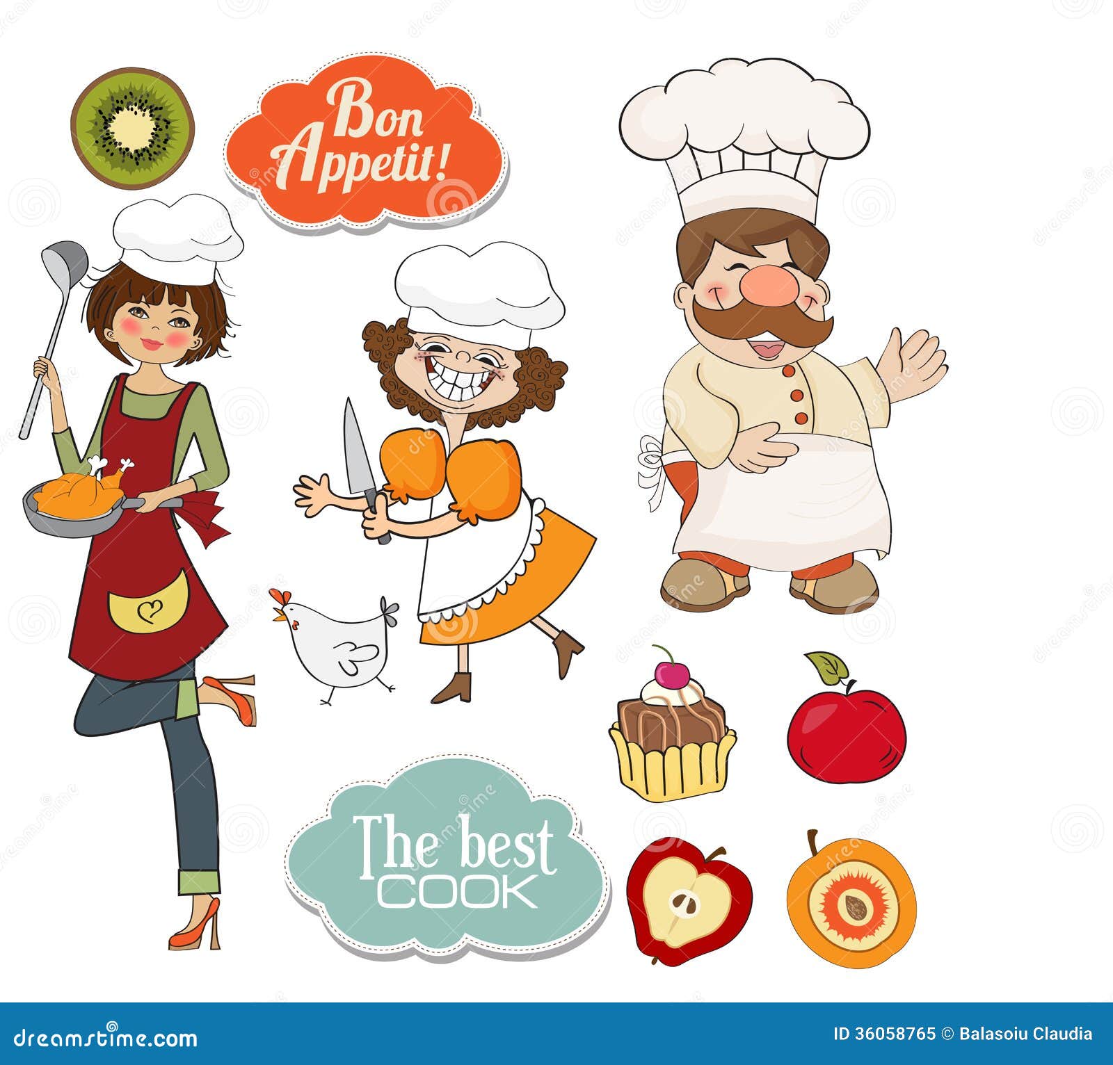 Items Chefs Collection Isolated on White Background Stock Vector ...