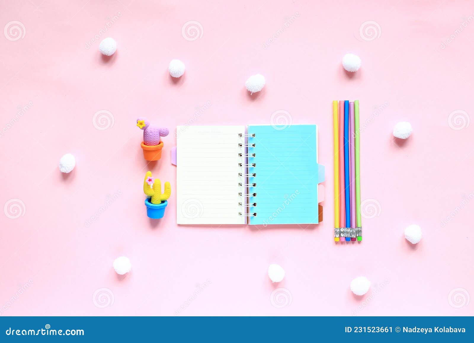 Items for Drawing on a Pink Background. Layout from the Sketching Kit ...