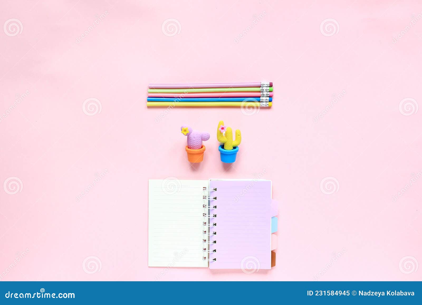 Items for Drawing on a Pink Background. Layout from the Sketching Kit ...