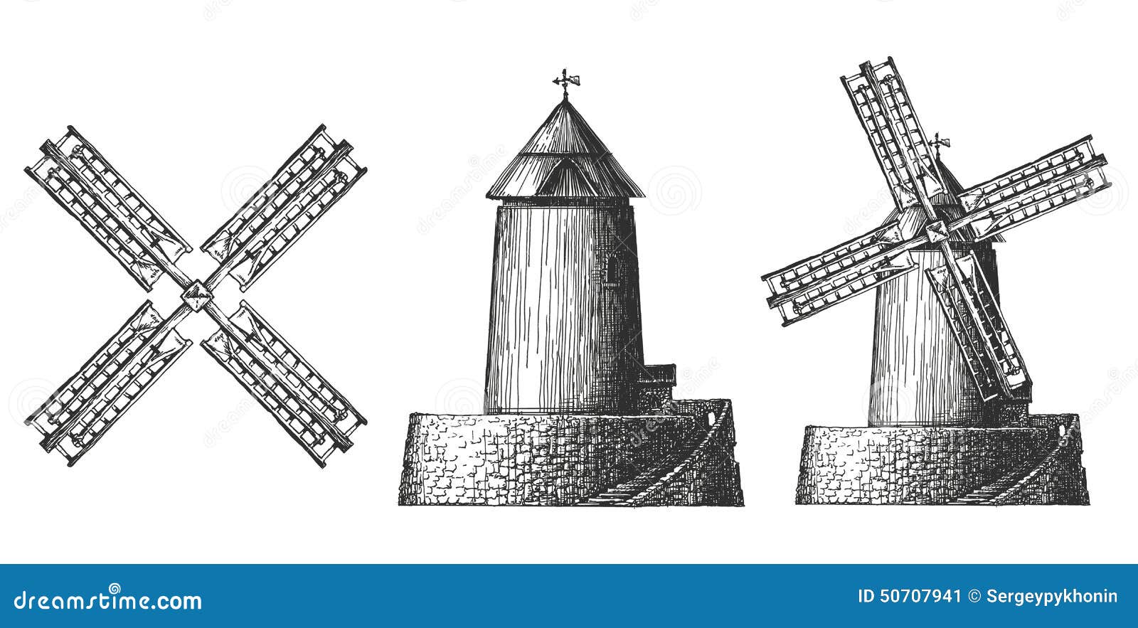 Items Full of Windmills on a White Background Stock Illustration ...