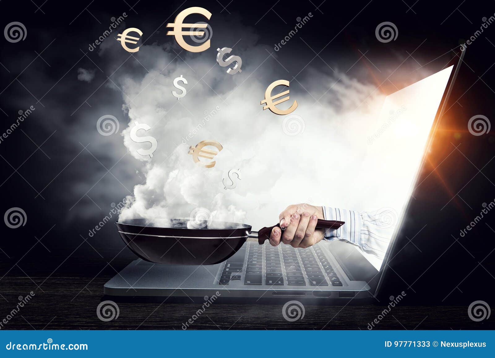 Items in hand. Mixed media stock image. Image of online - 97771333