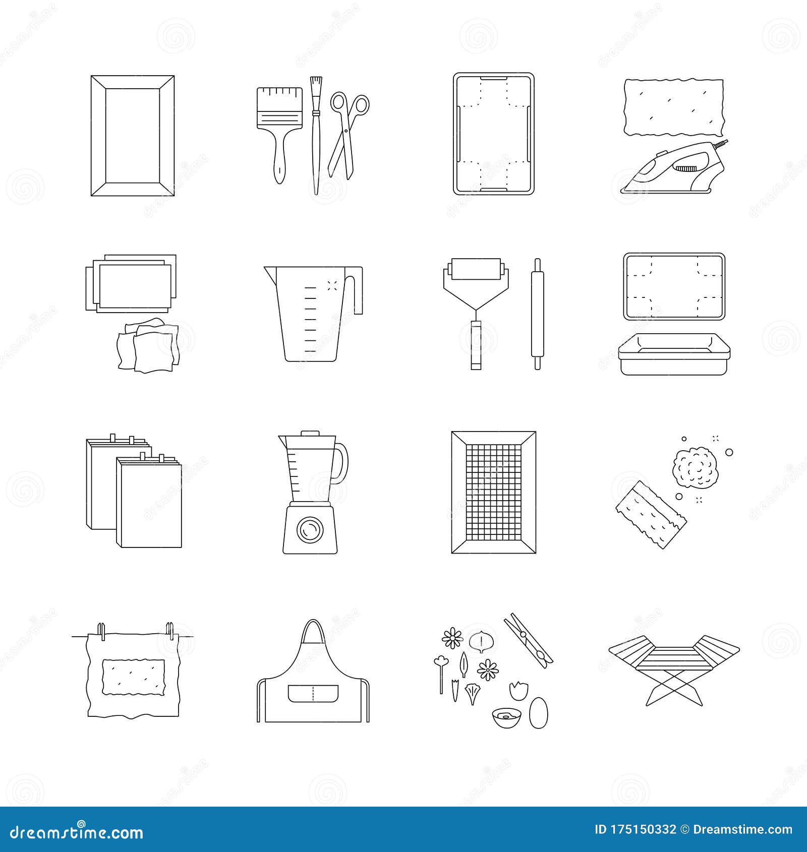 Items for Hand Papermaking Icon Set Vector Stock Vector - Illustration ...