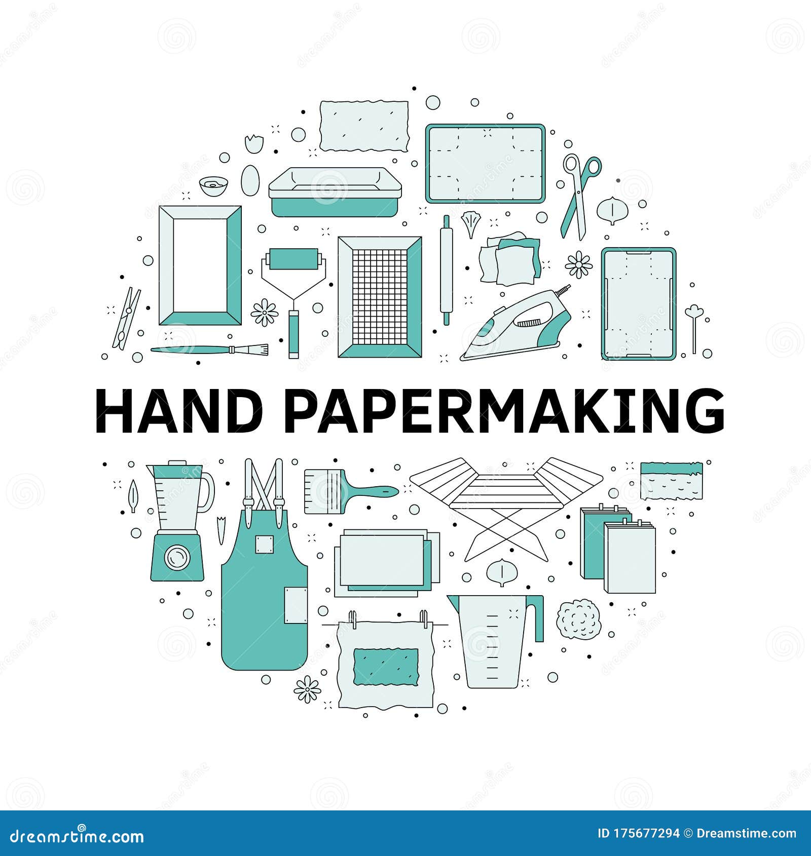 Items for Hand Papermaking Icon Set Vector Stock Vector - Illustration ...