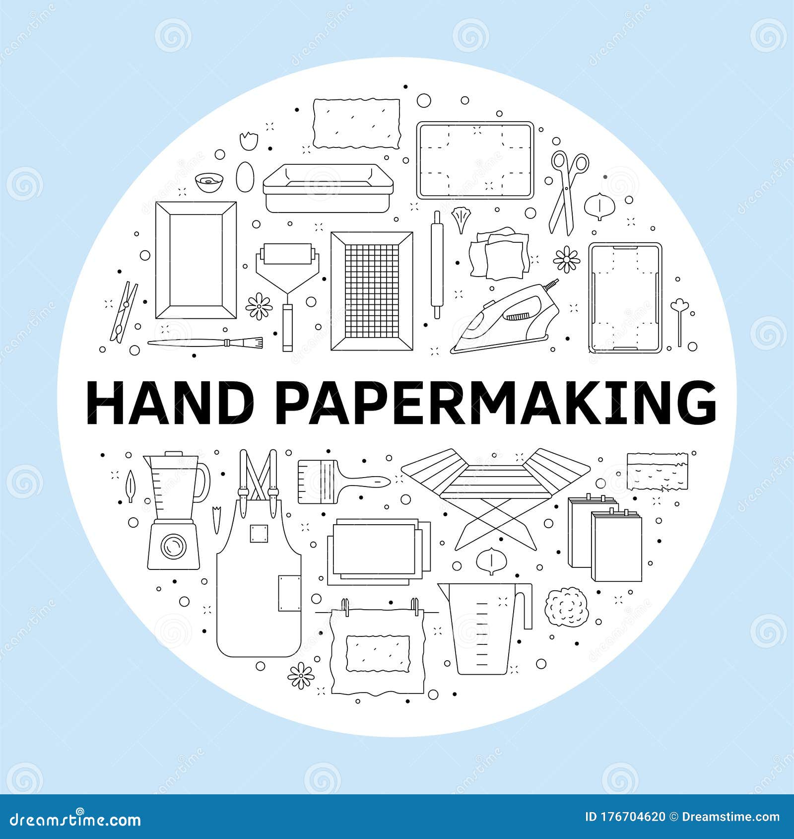 Items for Hand Papermaking Icon Set Vector Stock Vector - Illustration ...