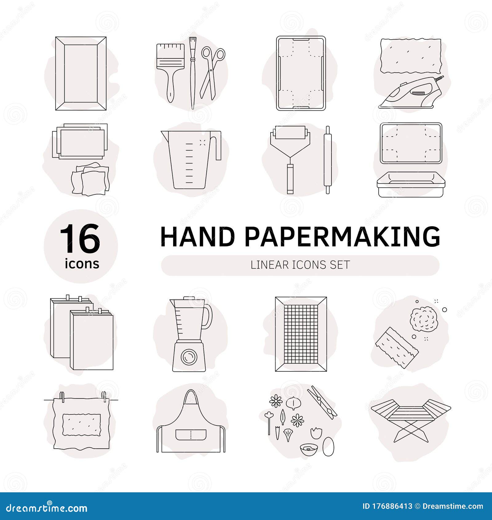 Items for Hand Papermaking Icon Set Vector Stock Vector - Illustration ...