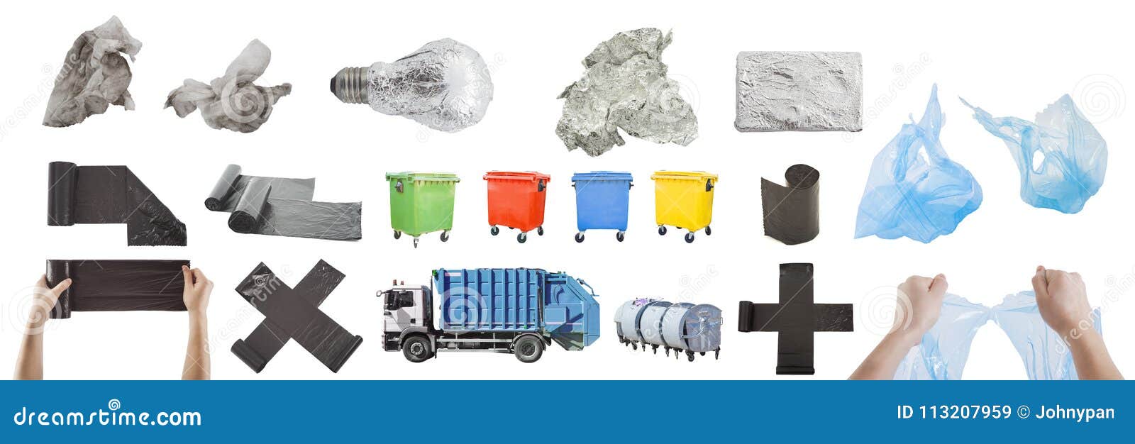 Items for Recycle Bin Set with Garbage Stock Image - Image of clean ...