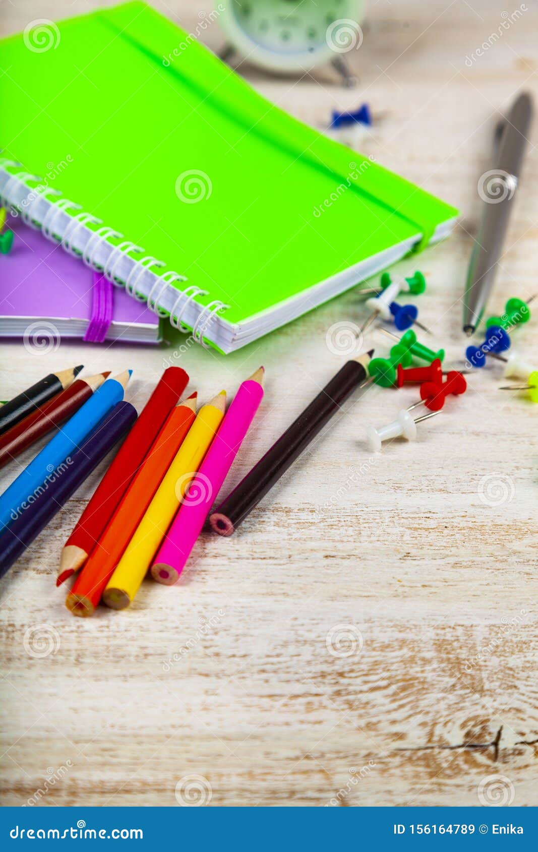 Items for the School on a Wooden Table Stock Image - Image of notebook ...
