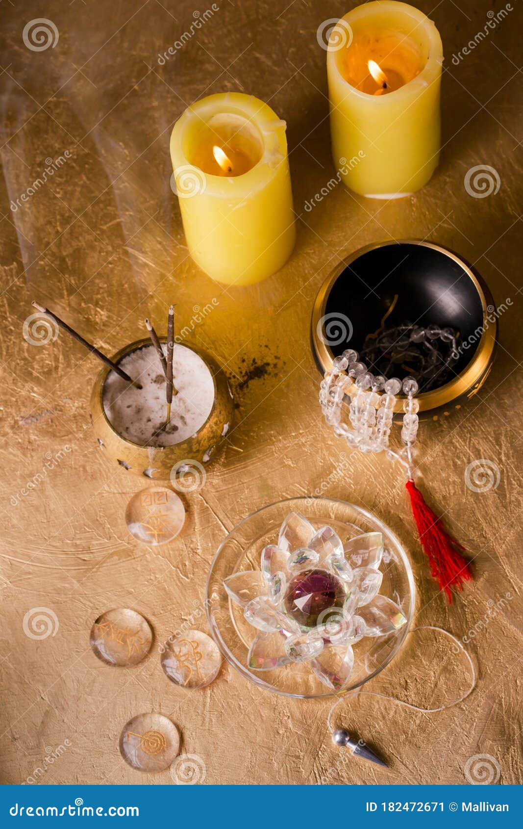 Items To Create a State of Meditation, Top View Stock Image - Image of ...