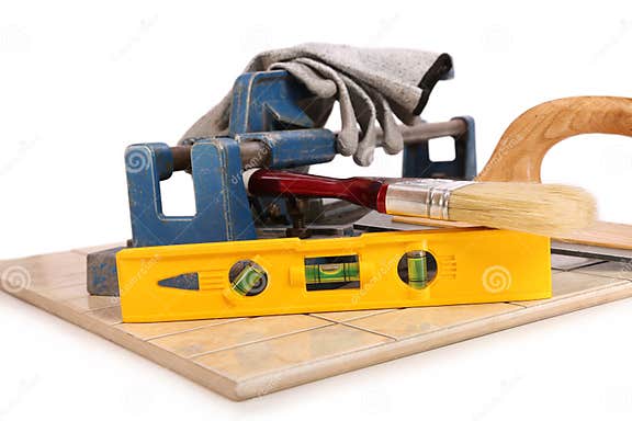 Items and Tools Needed for Tiling Work Stock Image - Image of needed ...