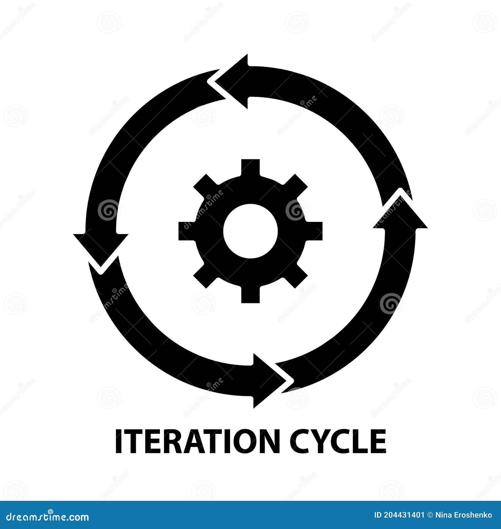 Iteration Cycle Icon, Black Vector Sign with Editable Strokes, Concept ... Iteration Cycle Icon, Black Vector Sign with Editable Strokes, Concept ...