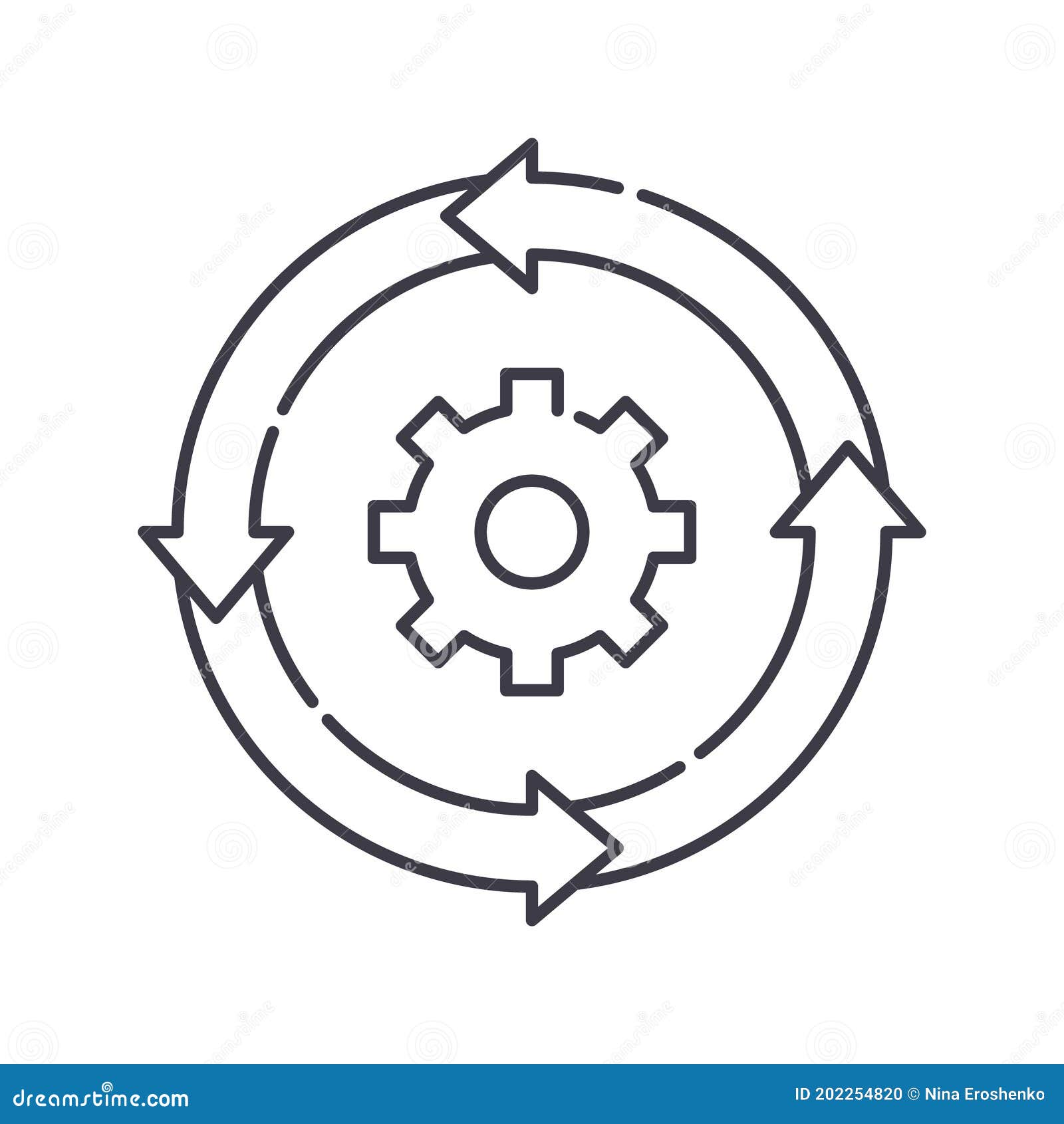Iteration Cycle Icon, Linear Isolated Illustration, Thin Line Vector ...