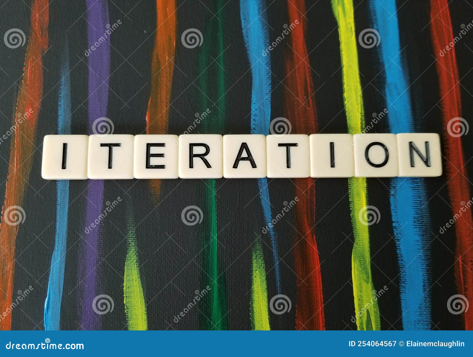 Iteration Word in White Letters on Dark and Colorful Background. Stock ...