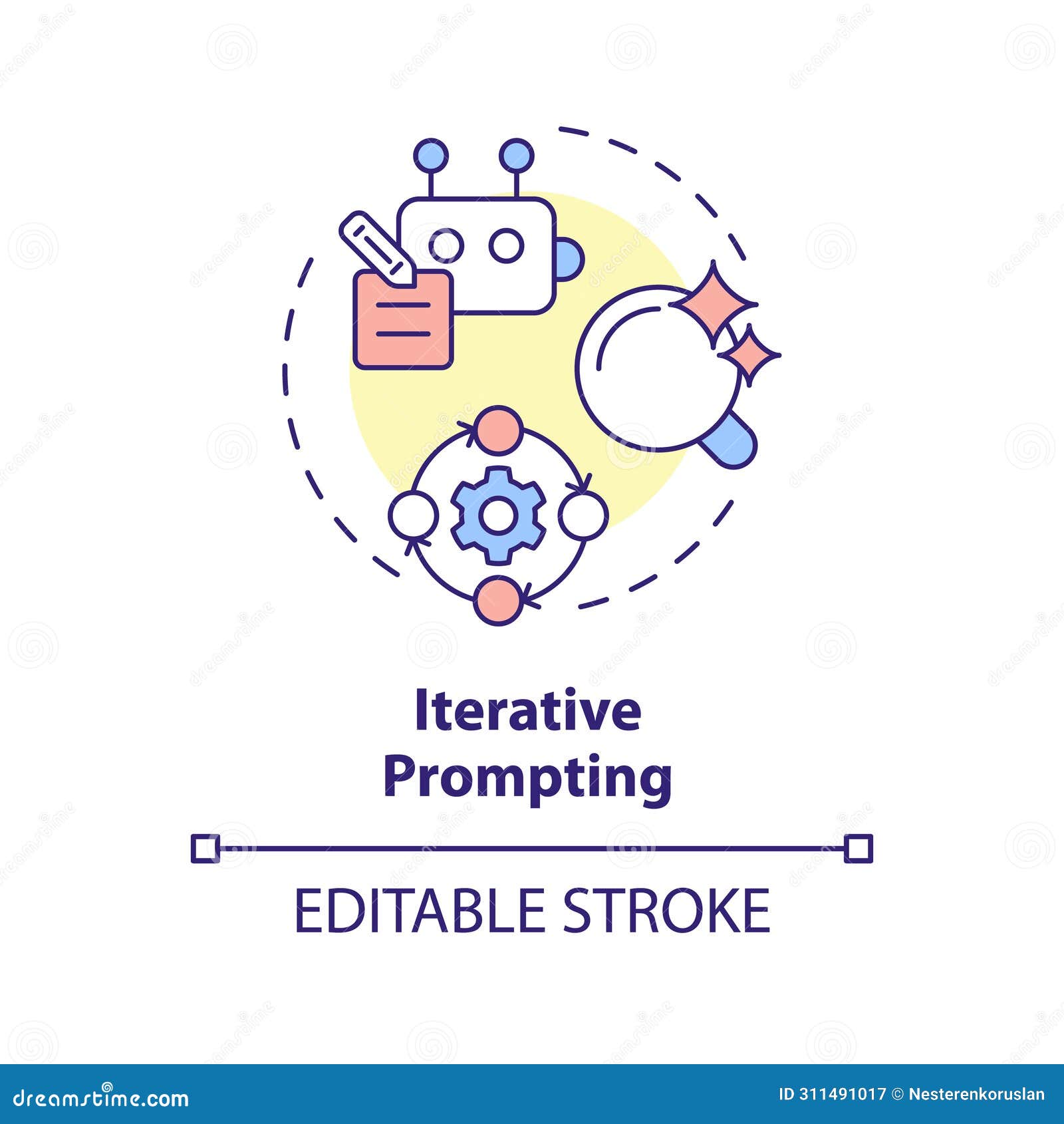 Iterative Prompting Multi Color Concept Icon Stock Vector ...