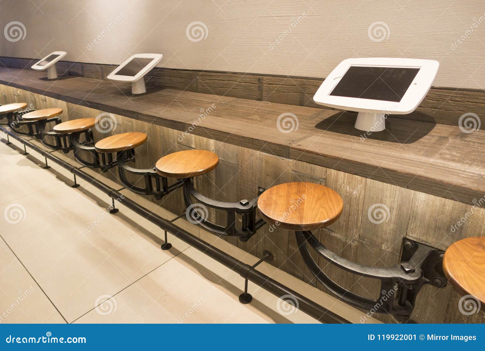 Long Table with Tablets To Use Stock Image - Image of iternet, digital ...