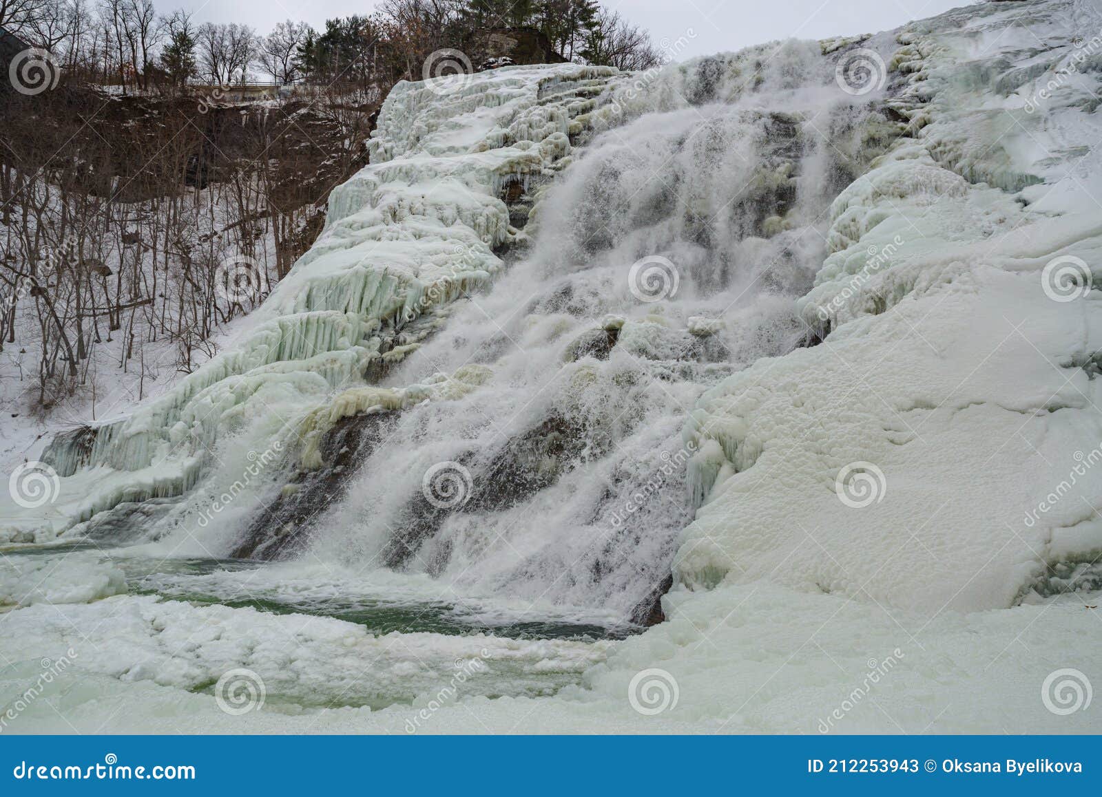 Ithaca Falls View during Winter. New York. USA Stock Image - Image of ...