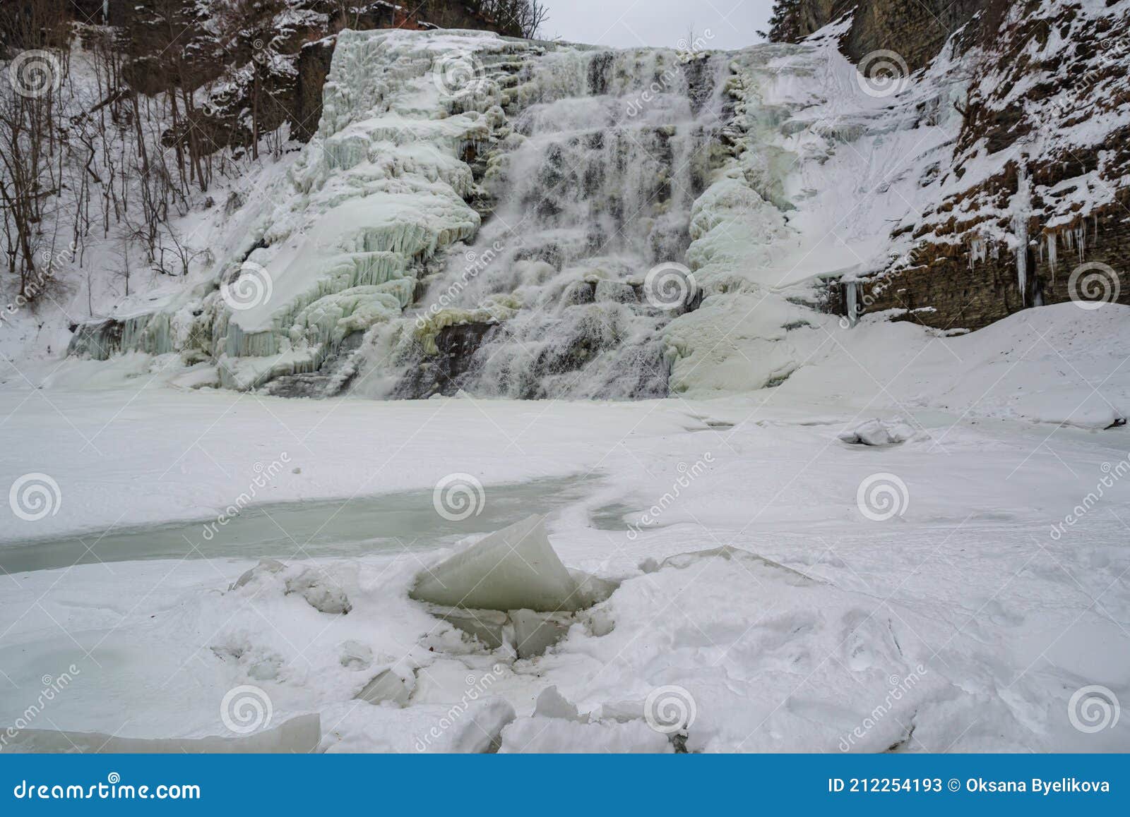 Ithaca Falls View during Winter. New York. USA Stock Image - Image of ...