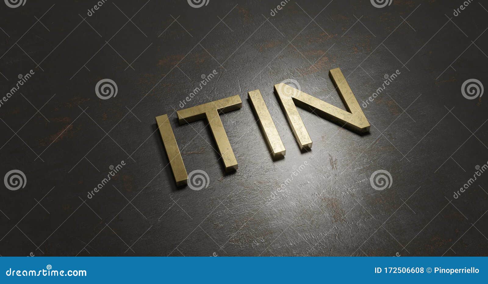 ITIN Written on Textured Rustic Black Metal Positioned in a Diagonal ...