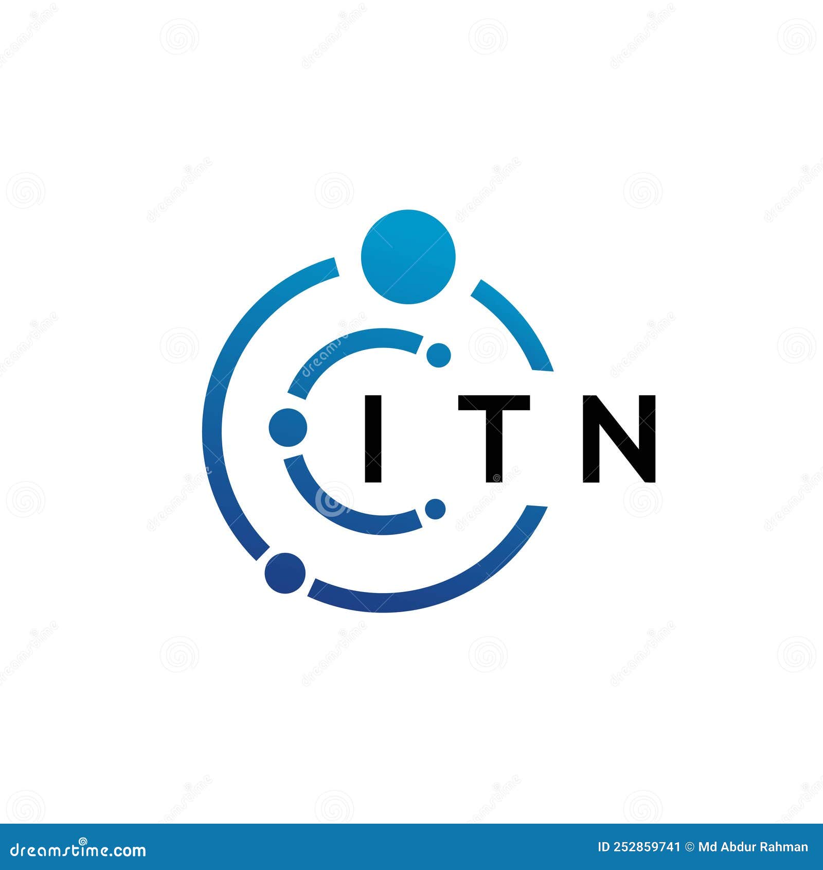 ITN Letter Technology Logo Design on White Background. ITN Creative ...