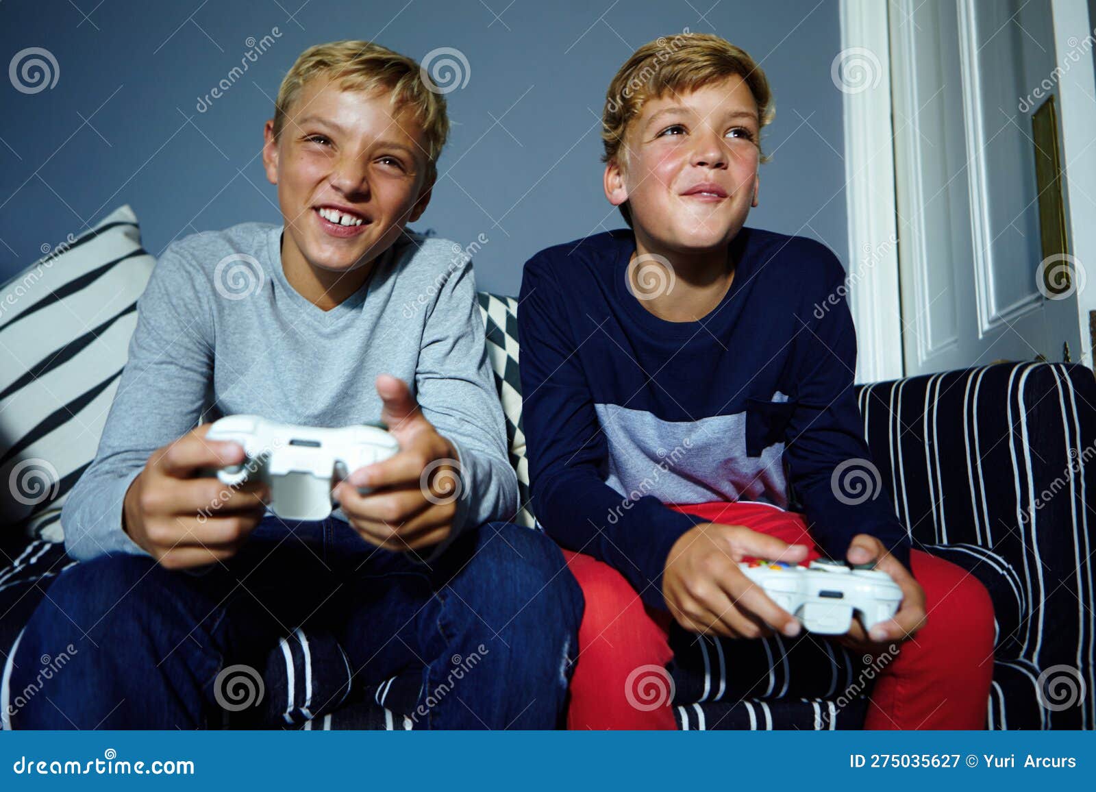 Its All Fun and Games. Young Boys Playing Video Games. Stock Image ...