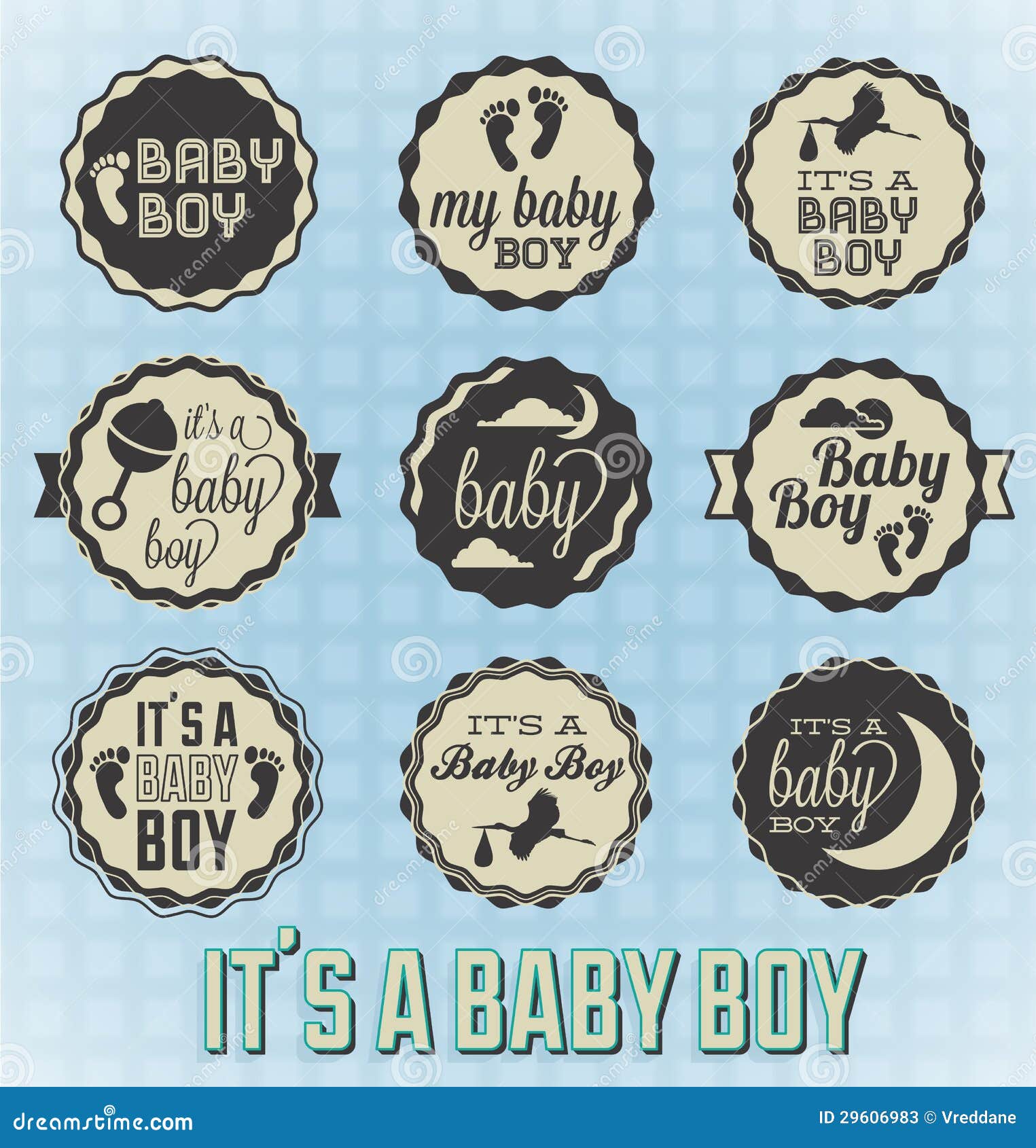 Its a Baby Boy Labels and Icons Stock Vector - Illustration of blue ...