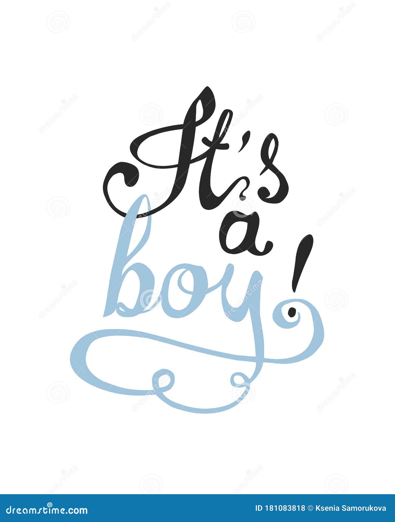 Its a Boy. Words of Calligraphic Letters Stock Vector - Illustration of ...