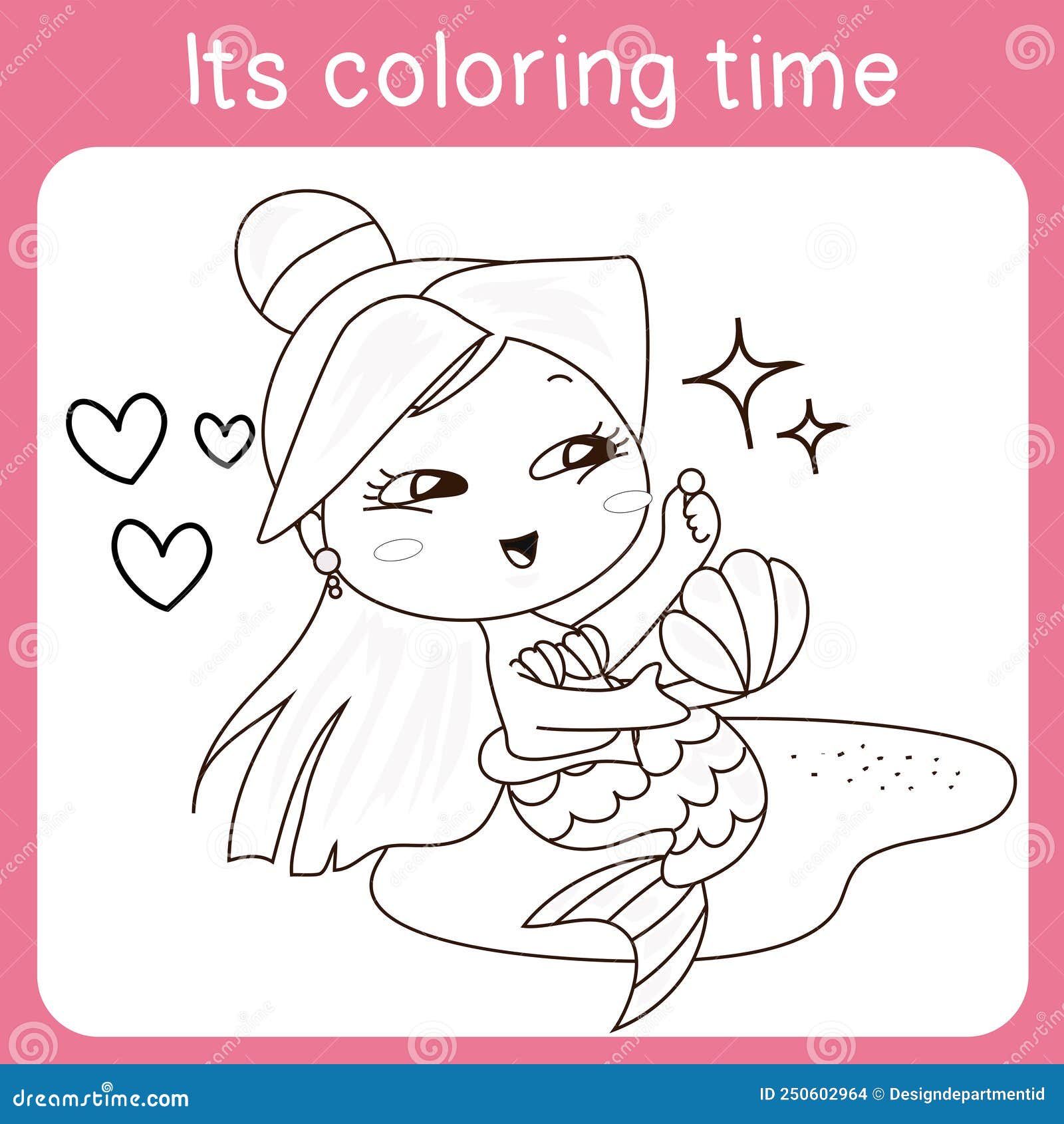 Coloring Mermaids Activity Sheet. Coloring Worksheet for Children ...