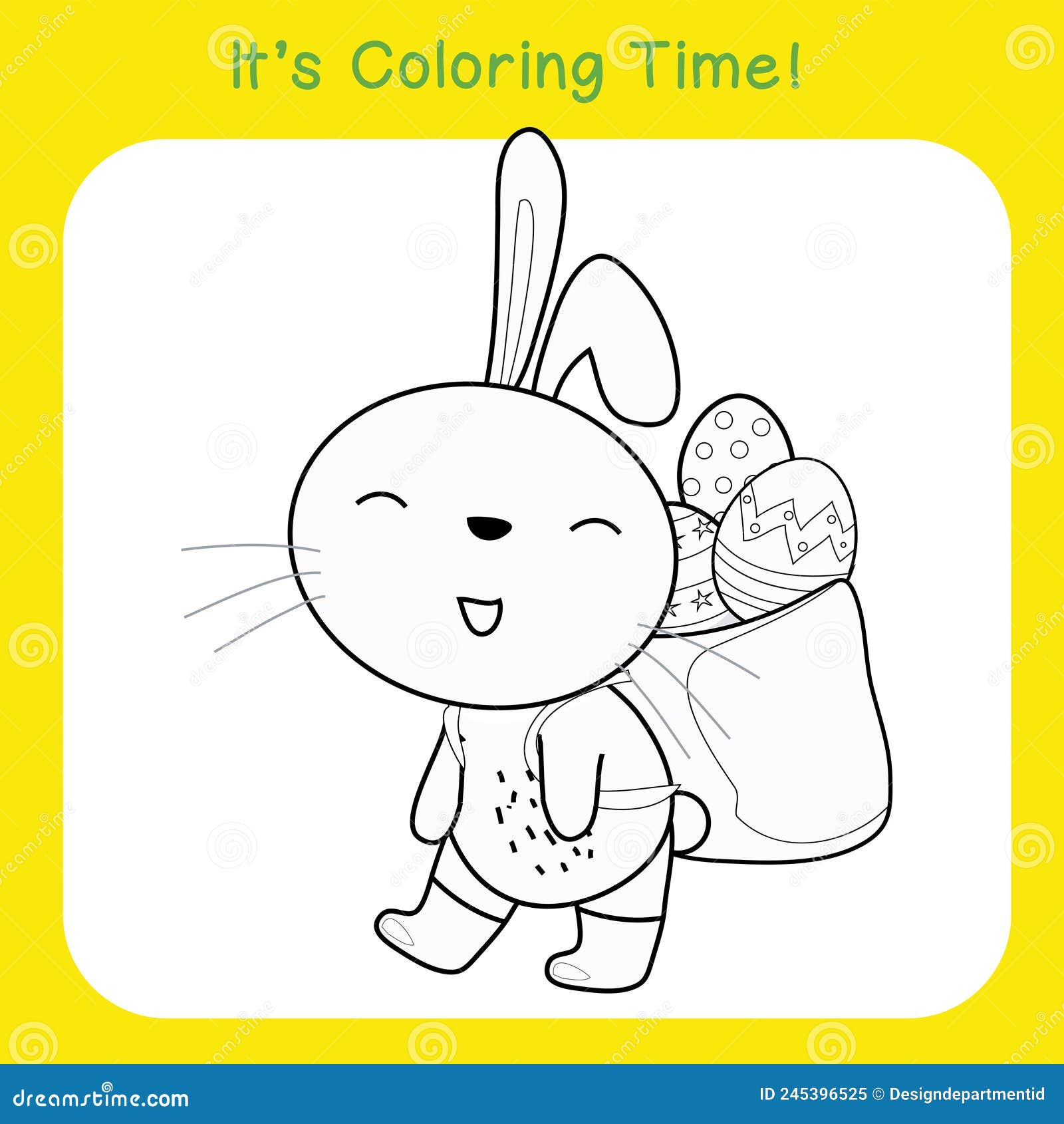 Its Coloring Time Worksheet Stock Vector - Illustration of printable ...