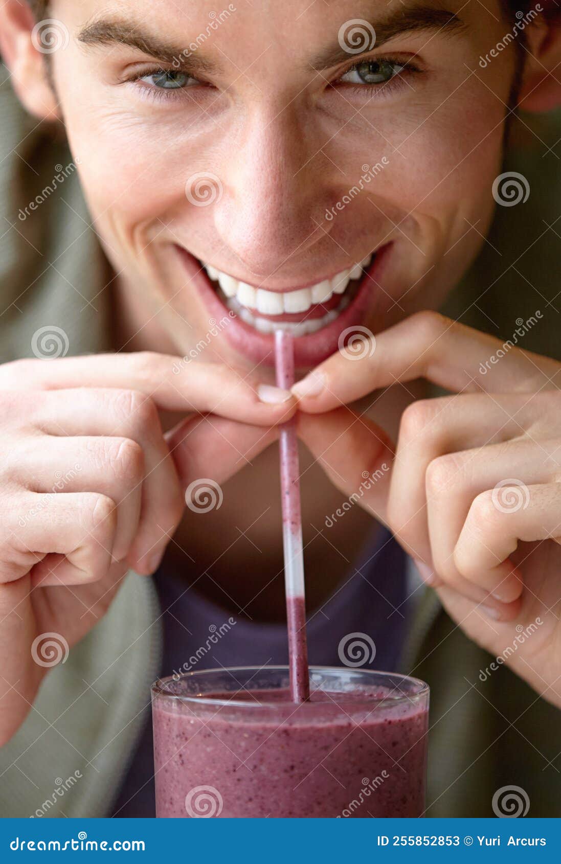 Its Easy To Eat Healthy. a Young Man Drinking a Cold Beverage. Stock ...