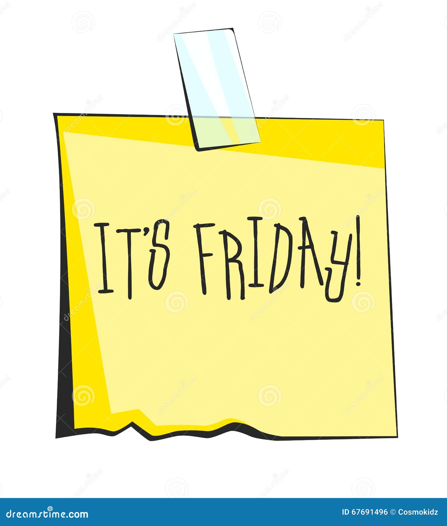 Its Friday Paper Sticky Note. Retro Reminder Sticker Stock Illustration ...