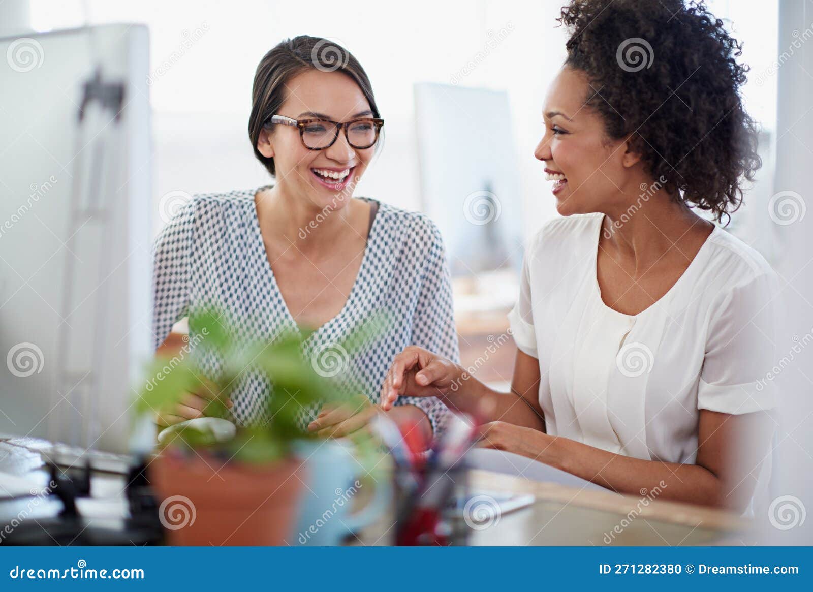 Its a Friendly Office Atmosphere. Two Colleagues Having a Conversation ...