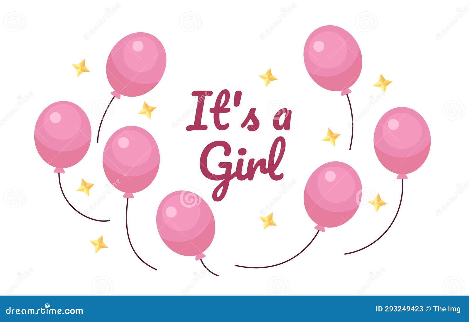 Its Girl Gender Reveal Balloons Ecard Greeting Card Design Vector Illustration Cartoondealer