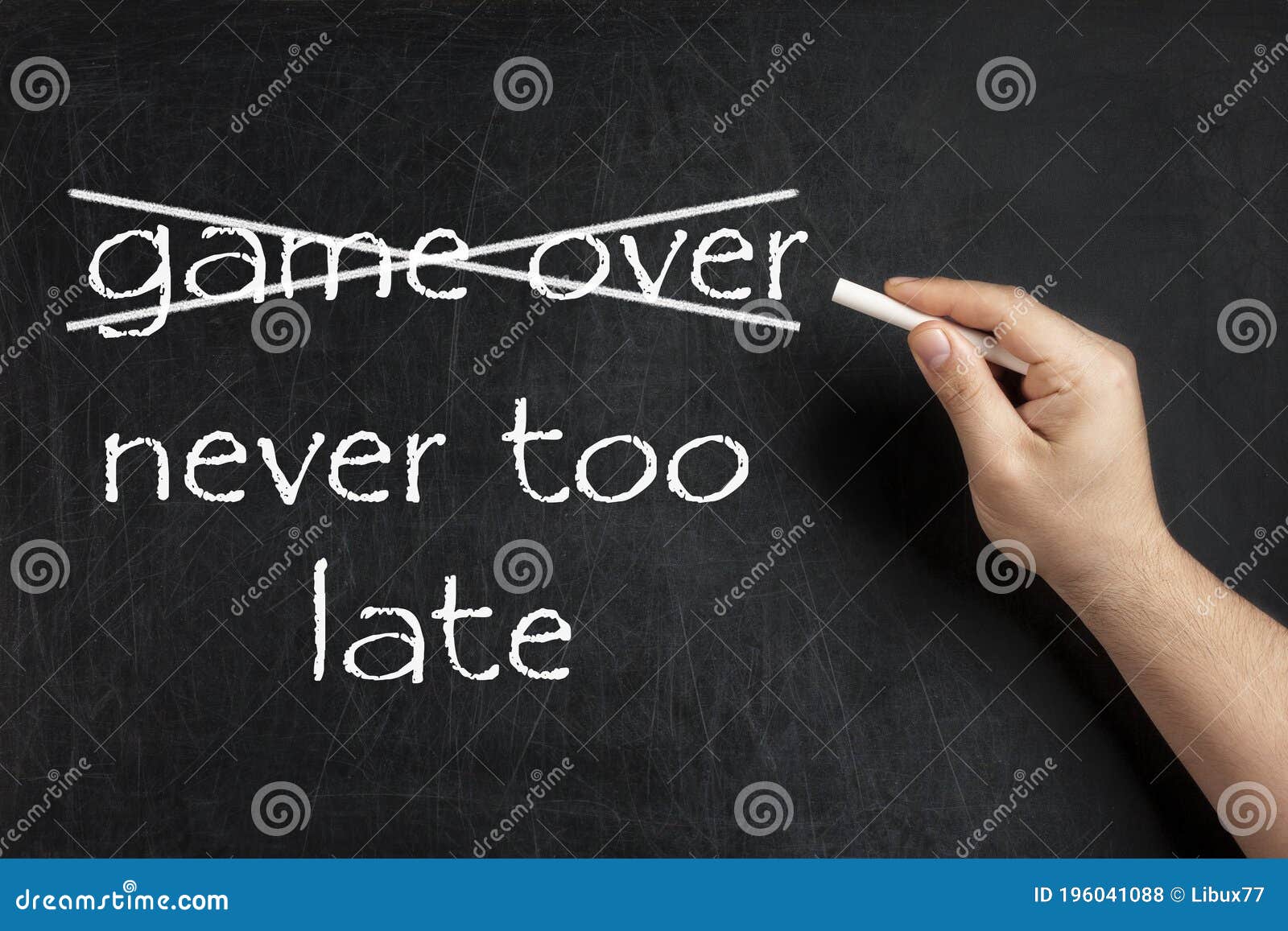 Its Never Too Late Text on Blackboard Concept Stock Photo - Image of ...