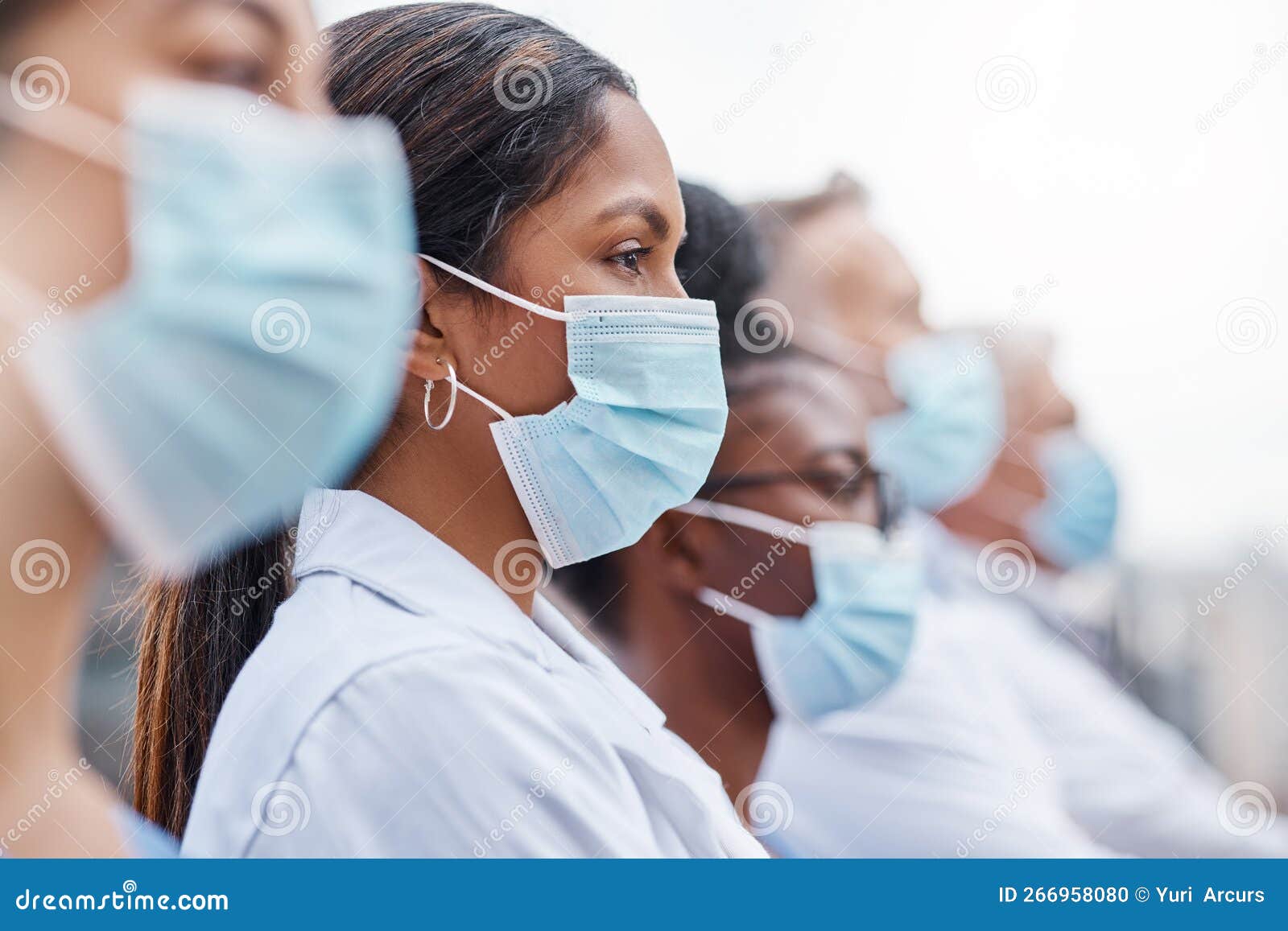 Its Not Easy Being a Frontline Worker. Closeup Shot of a Group of ...