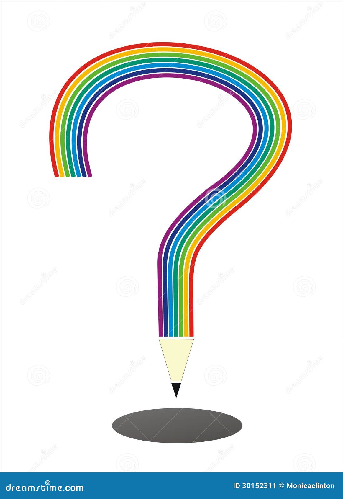 Question Mark Pencil in Rainbow Pattern Stock Illustration ...