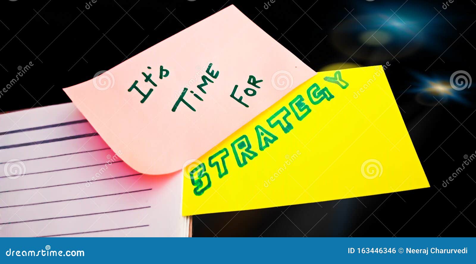 Its Time for Strategy Concept Displaying with Empty Page on Dark ...