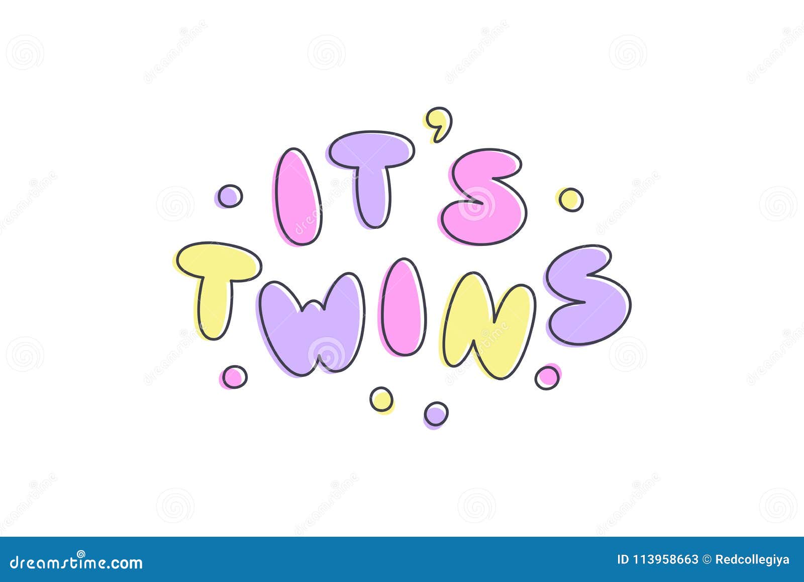 Its twins lettering stock illustration. Illustration of baby - 113958663