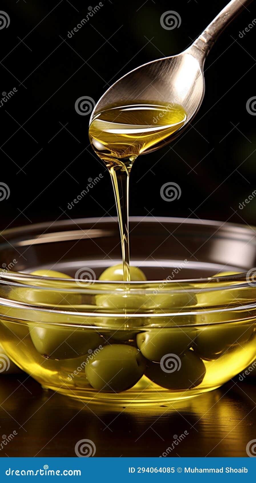 In Its Various Forms, Olive Oil is Poured Gracefully into a Spoon Stock ...