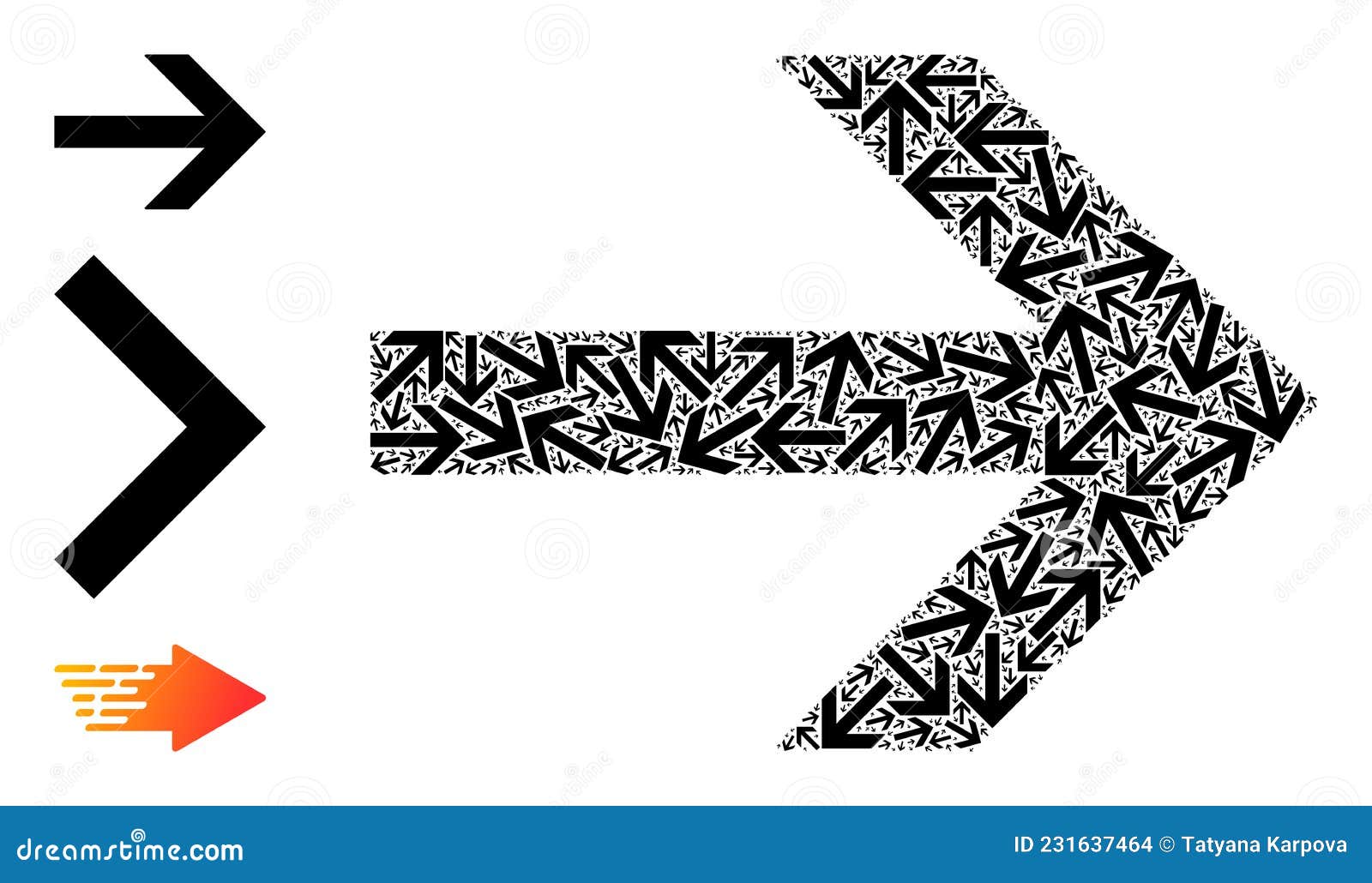 Fractal Right Arrow Icon Self Collage Stock Vector - Illustration of ...