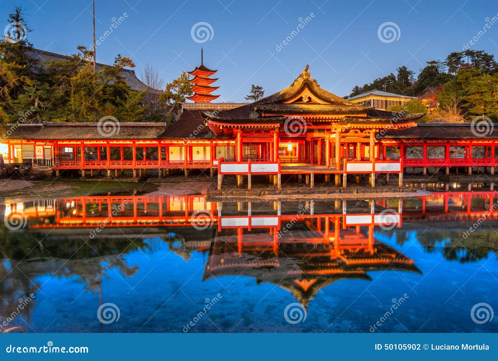 Itsukushima Shrine, Miyajima, Japan. Stock Photo - Image of dusk ...