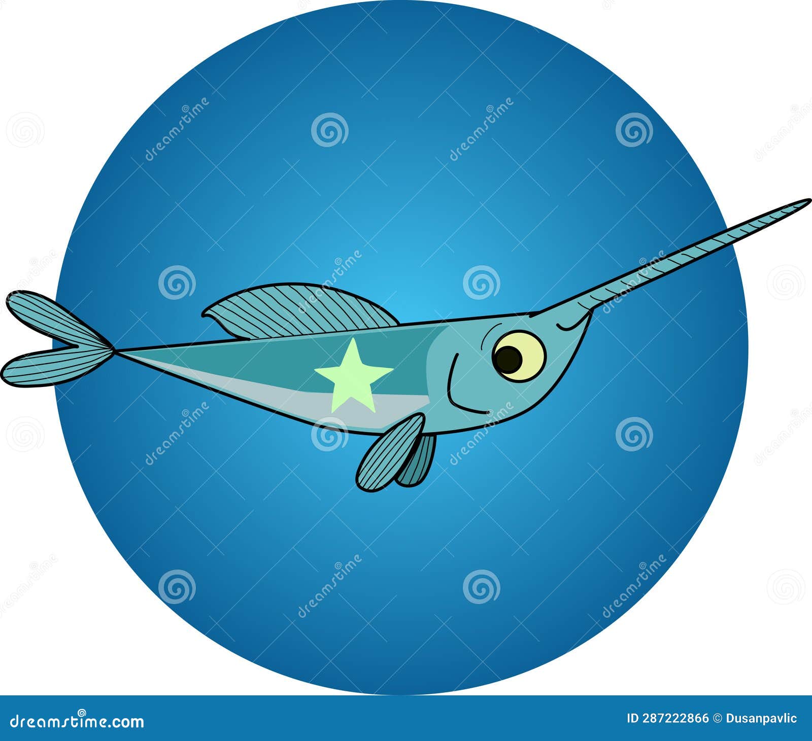 Ittle Swordfish with a Star on Its Body Stock Illustration ...