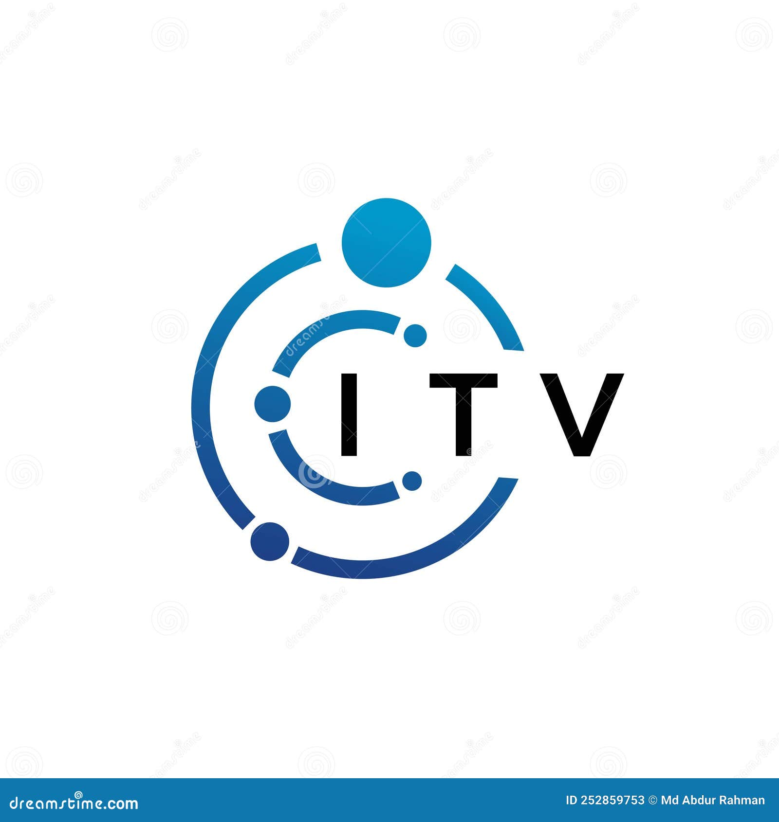 ITV Letter Technology Logo Design on White Background. ITV Creative ...