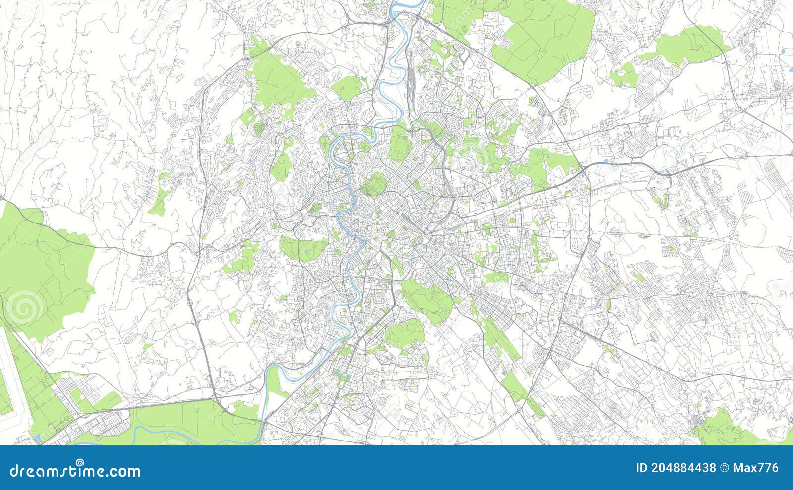 Rome Map. Detailed Map Of Rome City Poster With Streets. Cityscape ...