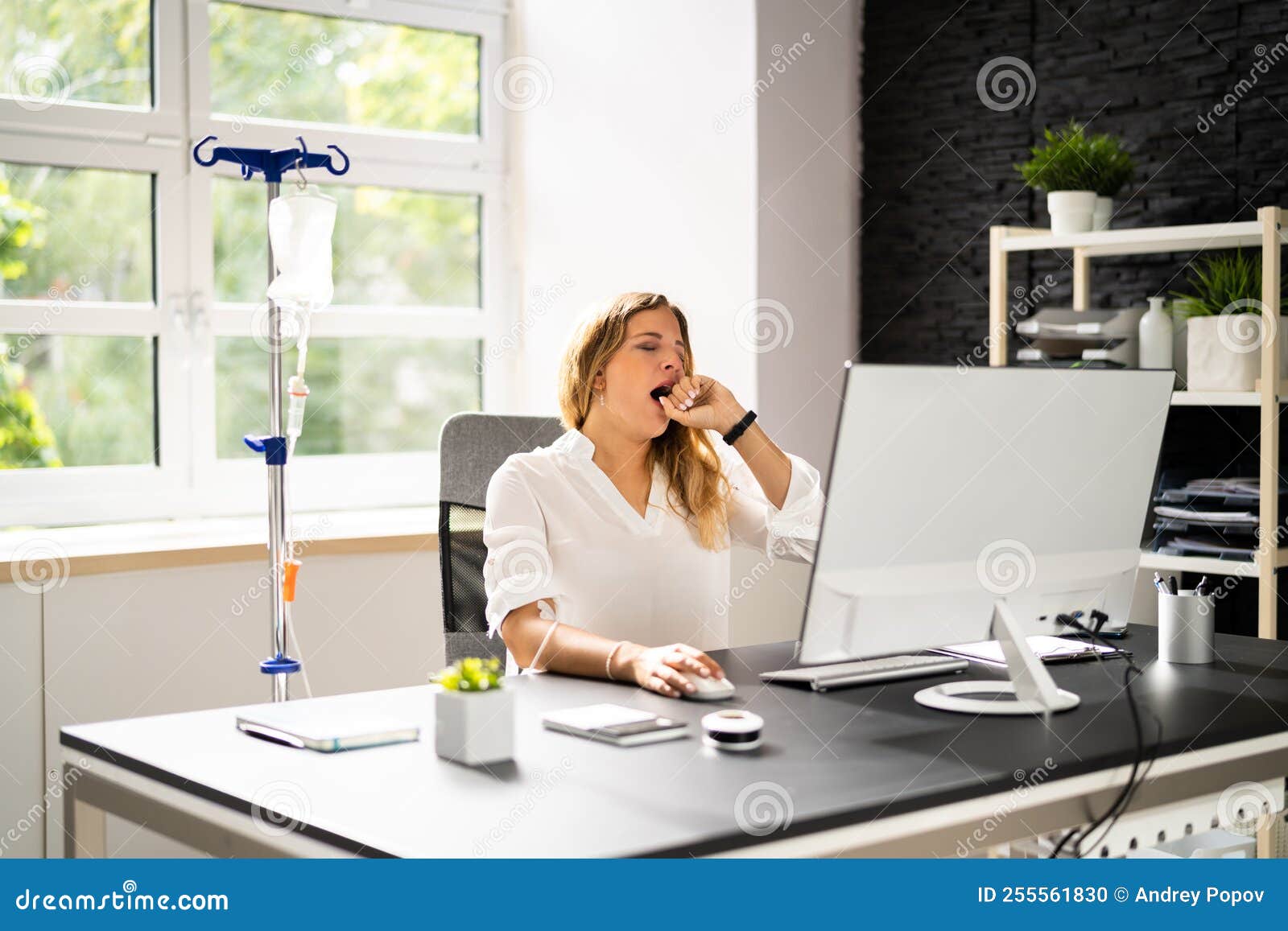 IV Drip Therapy in Office stock photo. Image of insurance - 255561830